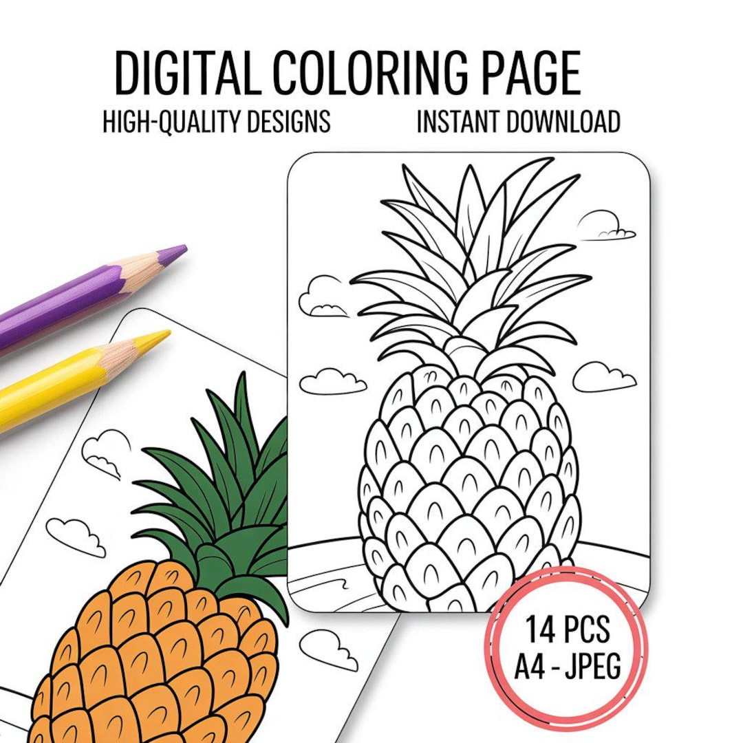 Pineapple Coloring Pages – Fun Printable Fruit Coloring Sheets for Kids ...