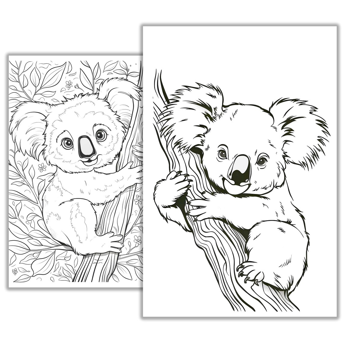 Cute Koala Coloring Page – Printable Adorable Koala Art for Kids and ...