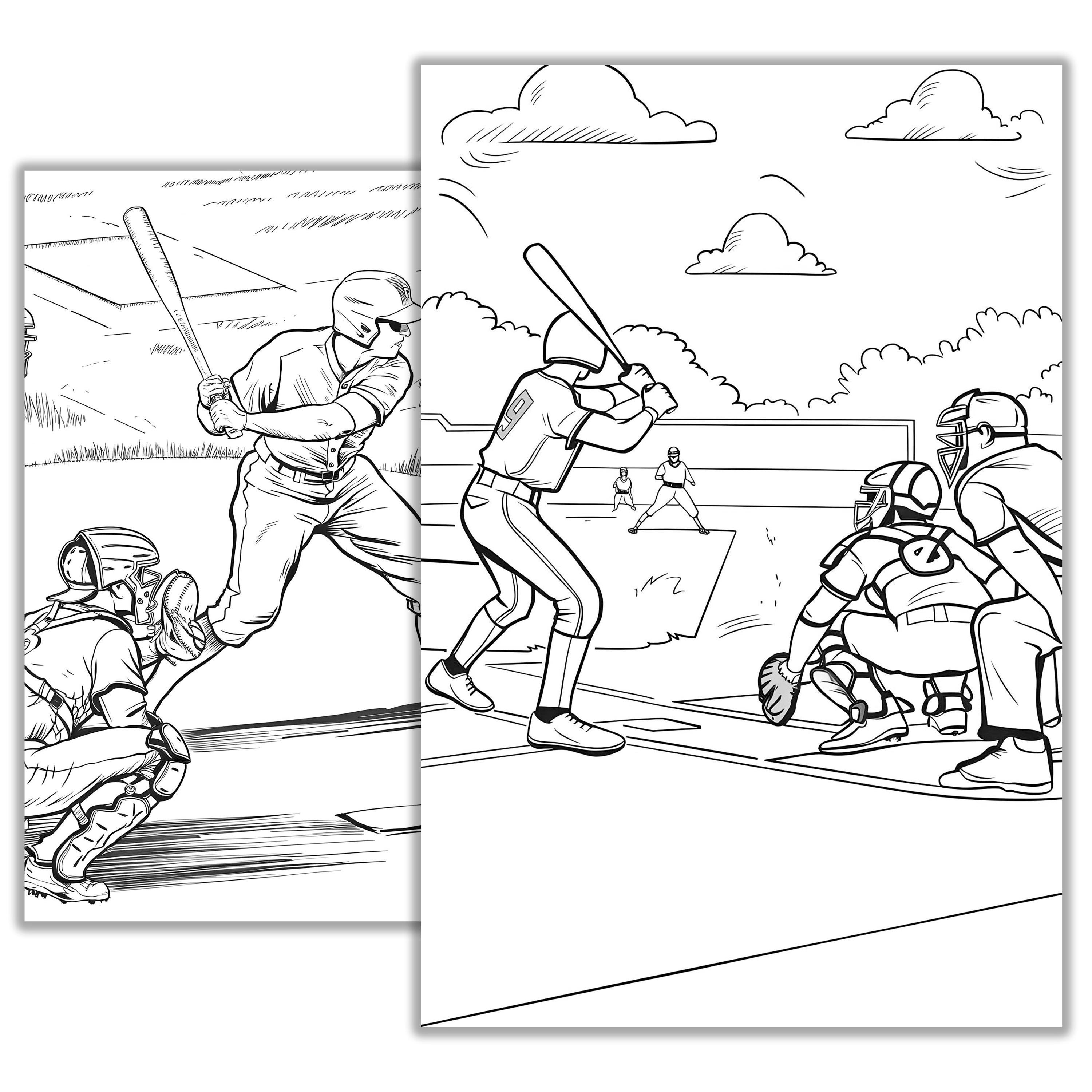 Baseball Coloring Page for Kids and Adults | Printable Baseball Art for ...