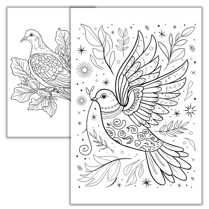 Dove Coloring Page – Printable Peaceful Bird Art for Kids and Adults ...