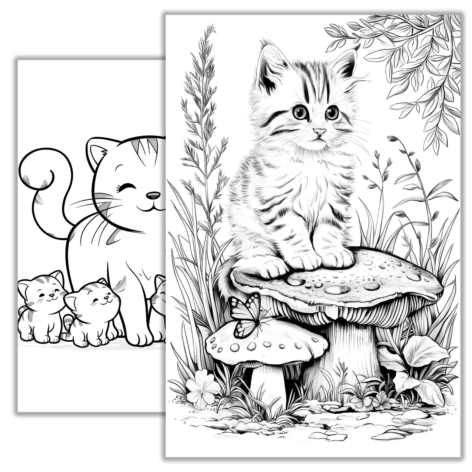 Kitten Coloring Page | Adorable Printable Cat Art for Kids & Adults ...