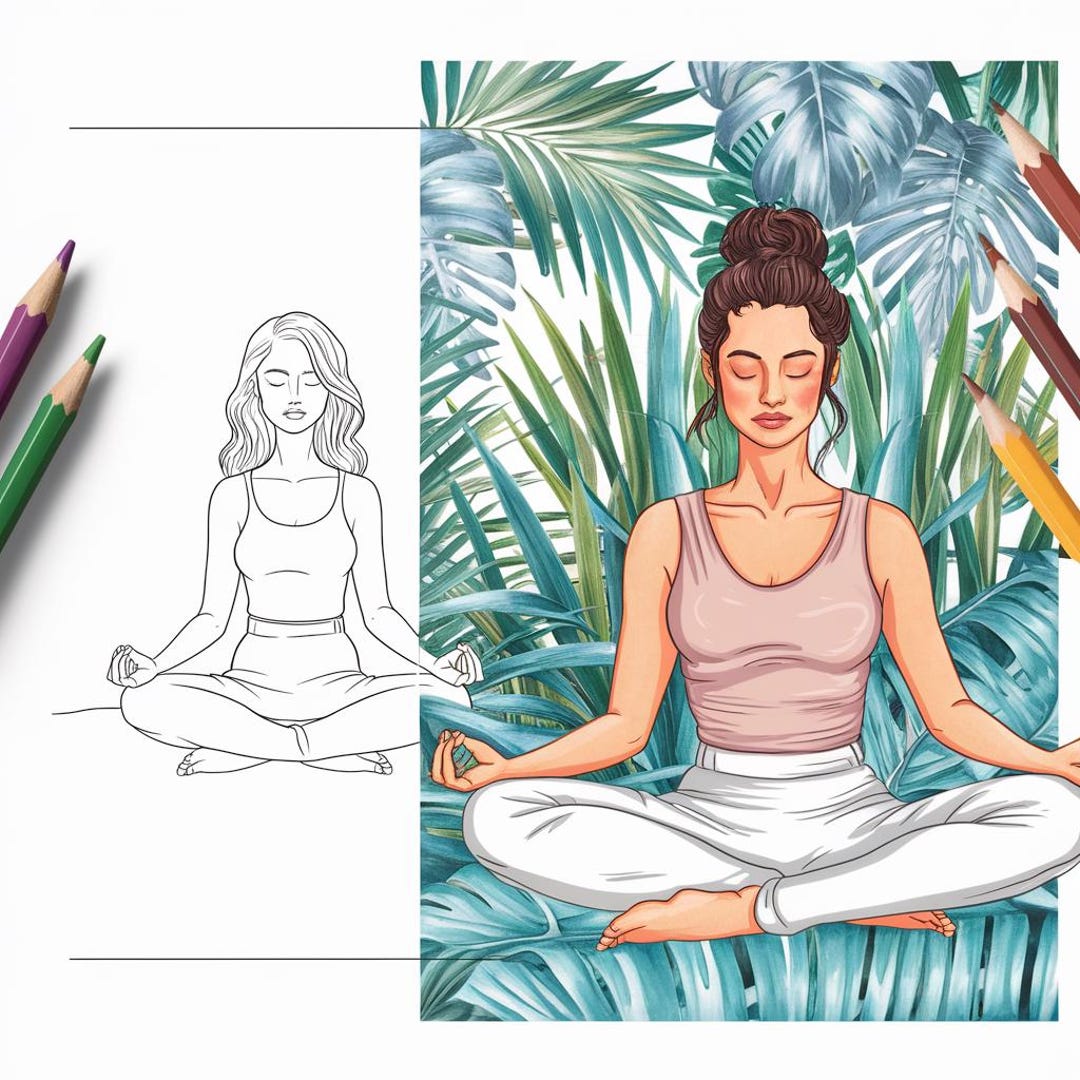 Yoga Coloring Pages - Relaxing and Mindful Adult Coloring Sheets - Etsy