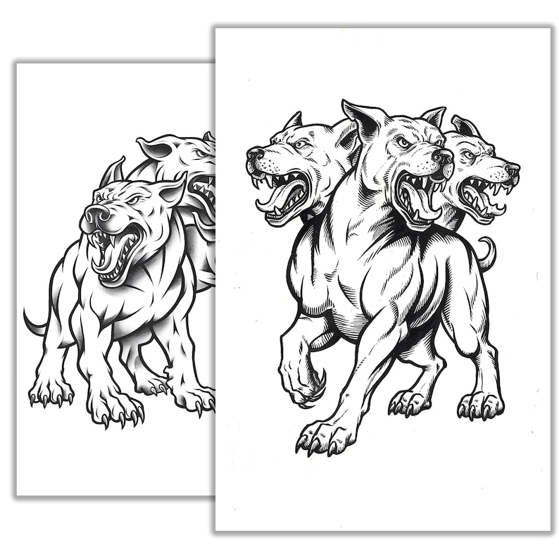Cerberus Tattoo Sketch – Fierce and Mythical Three-headed Dog Ink ...