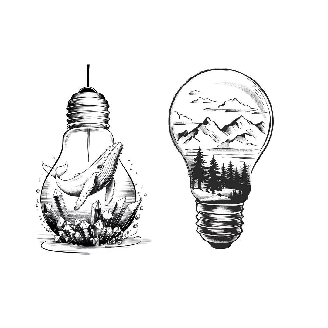 Light Bulb Tattoo Sketch – Bright and Creative Custom Ink Design - Etsy