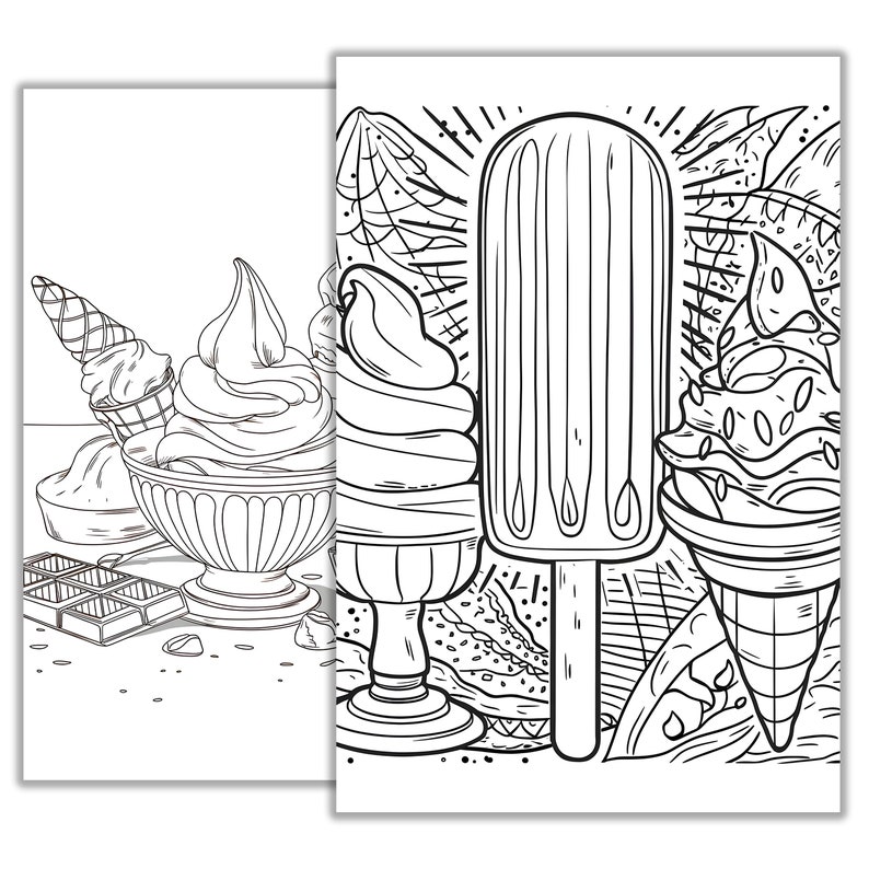 Ice Cream Coloring Page | Printable Sweet Treats for Kids & Adults - Etsy