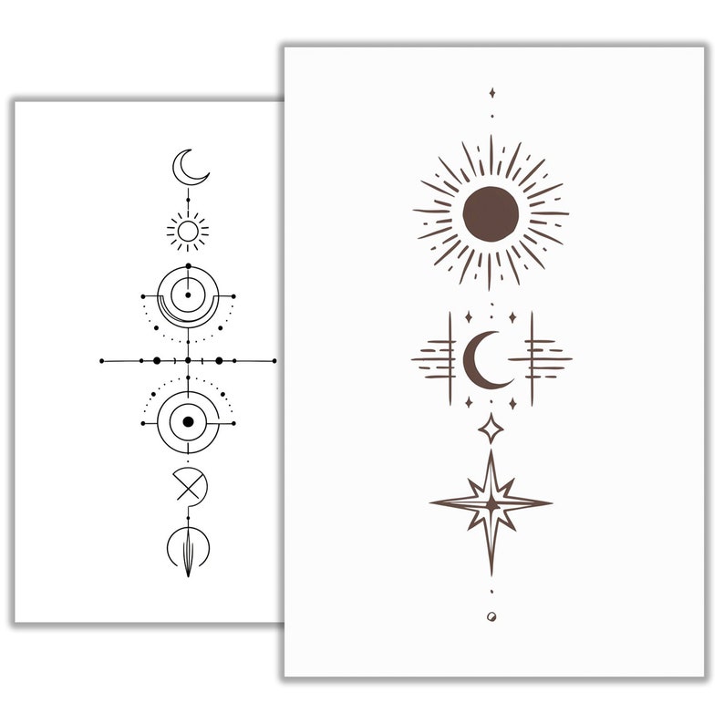 Moon and Sun Tattoo Sketch | Celestial Balance Design for Artists ...