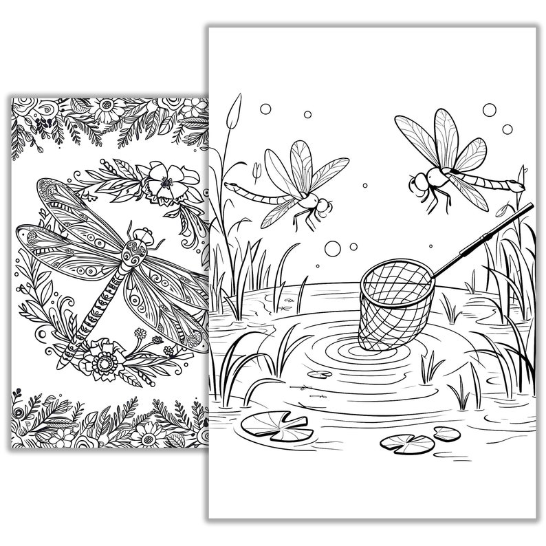 Dragonfly Coloring Page - Intricate and Detailed Nature-inspired ...