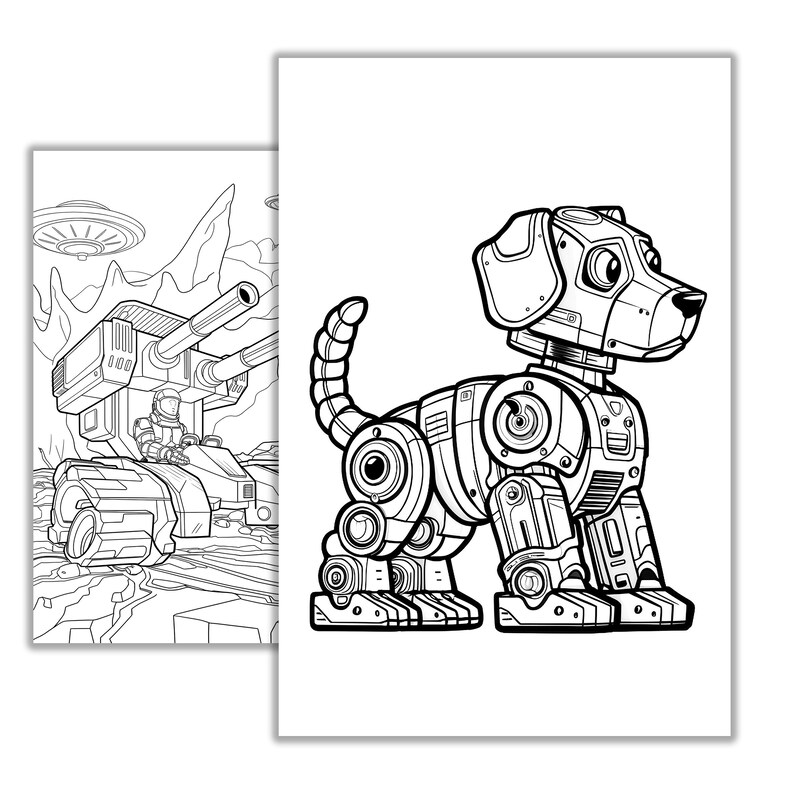 Robots Coloring Page Printable Sci-fi Fun for Kids & Adults - Etsy