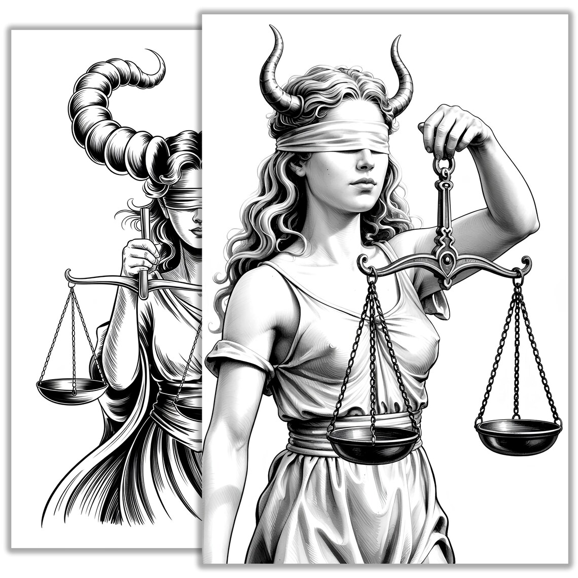 Themis Tattoo Sketch #4 – Lady Justice Line Art Tattoo Design ...