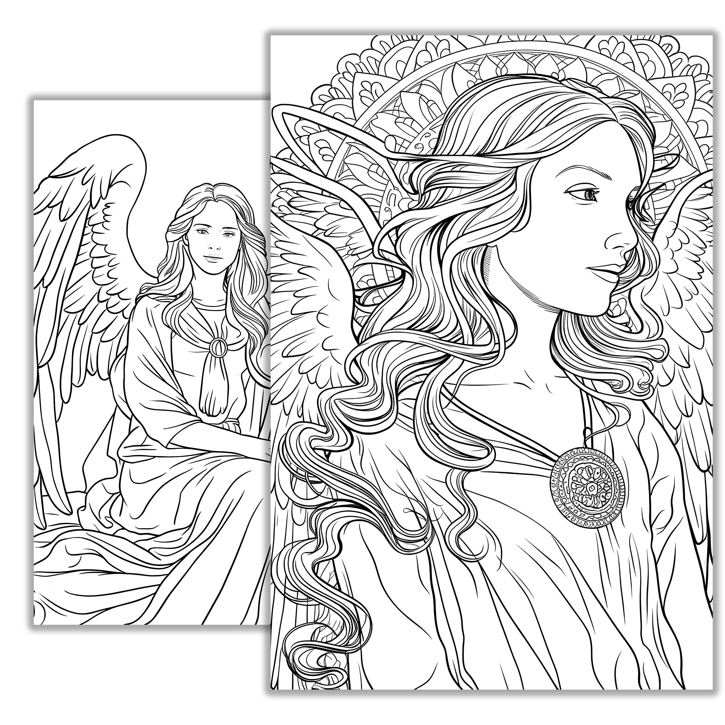 Angel Coloring Page – Printable Heavenly and Spiritual Art for Kids and ...