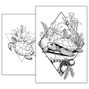 Turtle Sketch Tattoo Design - Unique and Detailed Turtle Tattoo Art - Etsy