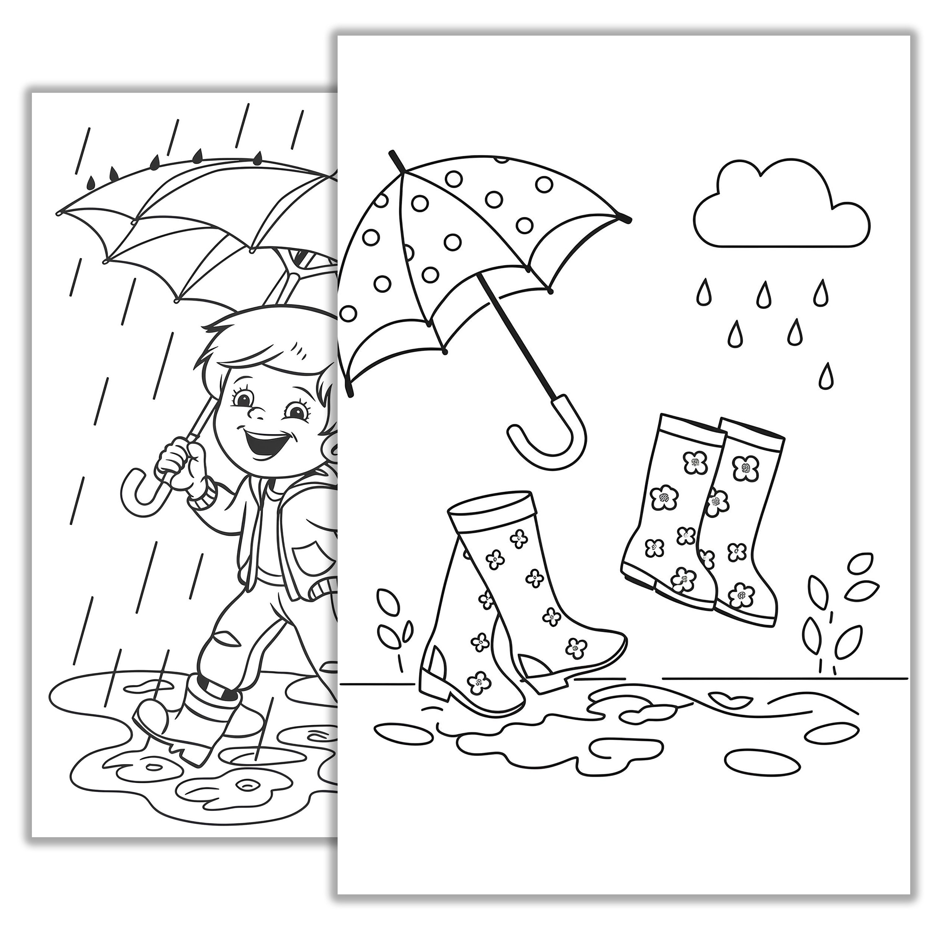Rain Coloring Page Printable Weather-themed Art for Kids & Adults - Etsy