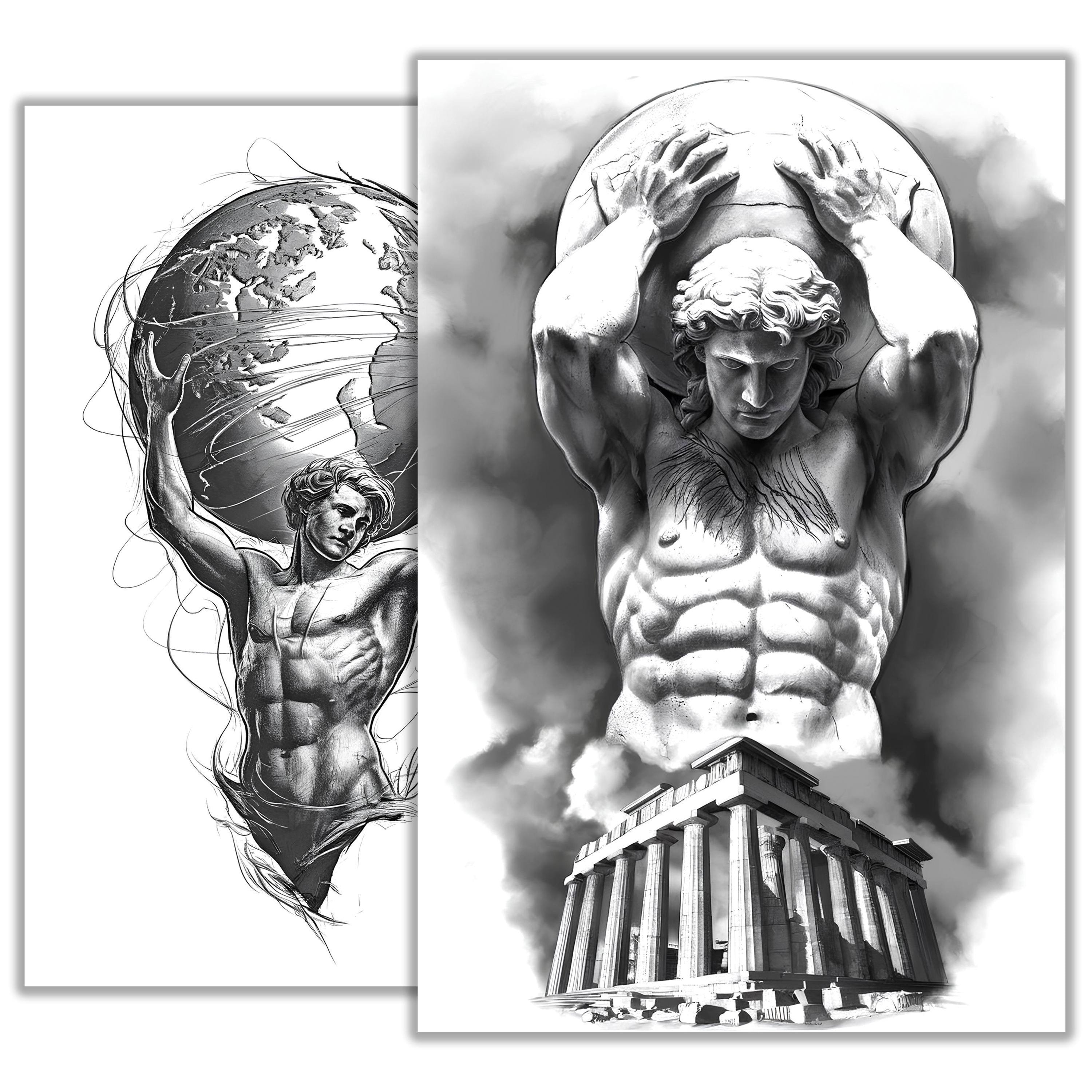 Atlas Statue Drawing