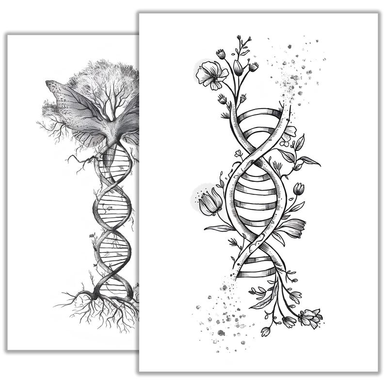 DNA Tattoo Sketch – Unique Science-inspired Line Art Design ...