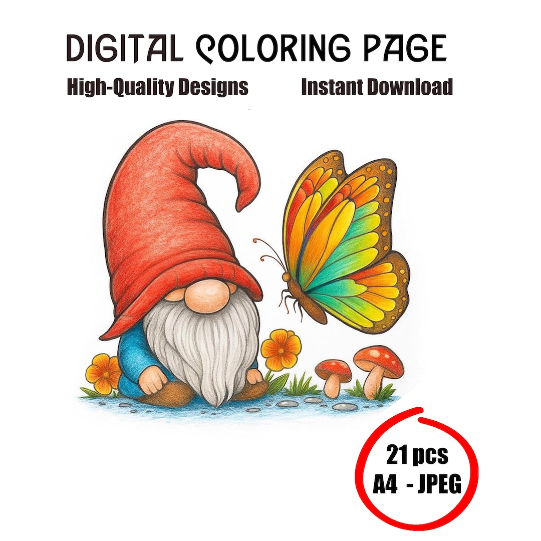 Gnome Coloring Pages – Cute Printable Sheets for Kids & Adults ...