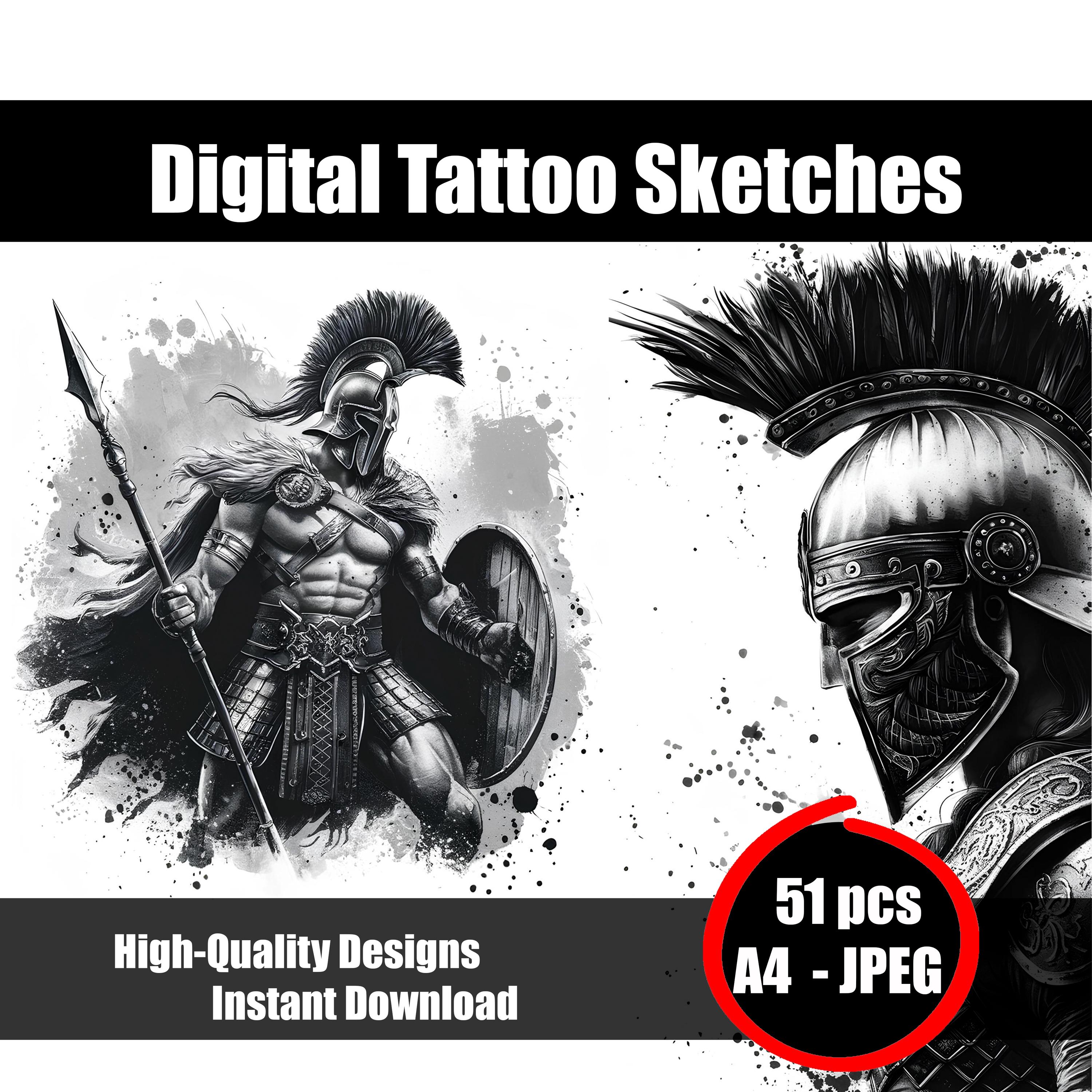 Spartan Tattoo Sketches | Ancient Warrior Helmet Designs | Greek ...