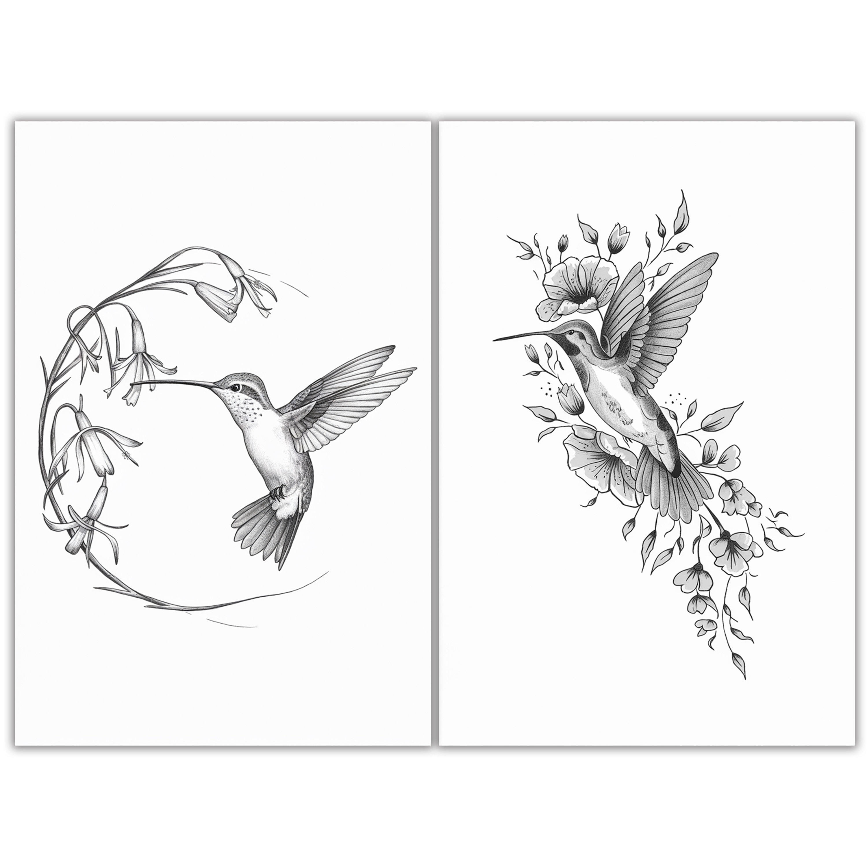 Hummingbird Tattoo Sketch - Unique & Detailed Design - Etsy