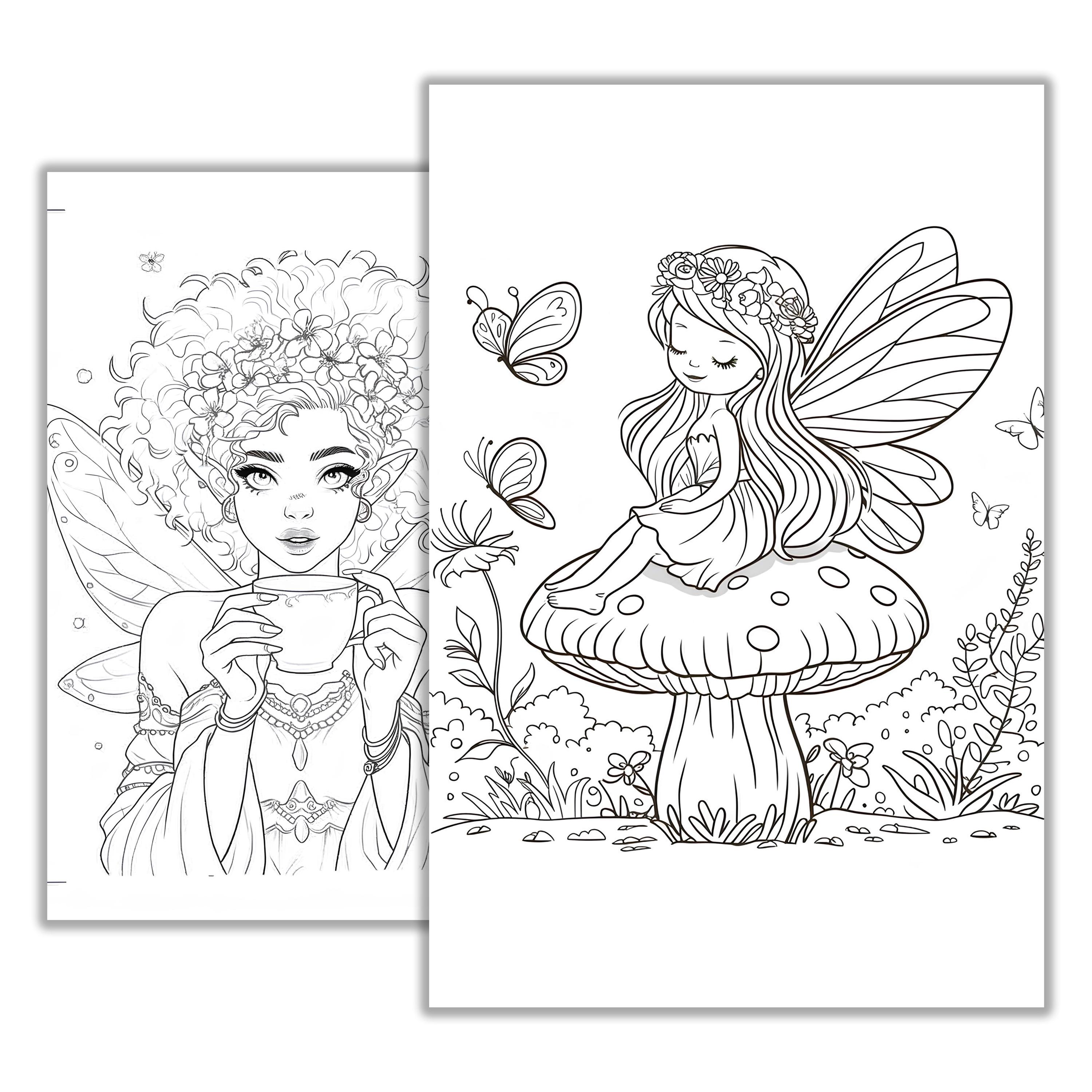 Fairy Coloring Page – Magical Printable Coloring Sheet for Kids ...