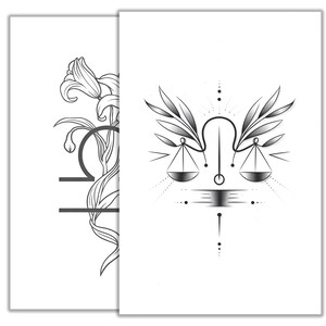 Libra Zodiac Tattoo Sketch | Scales Symbol Line Art | Astrological ...