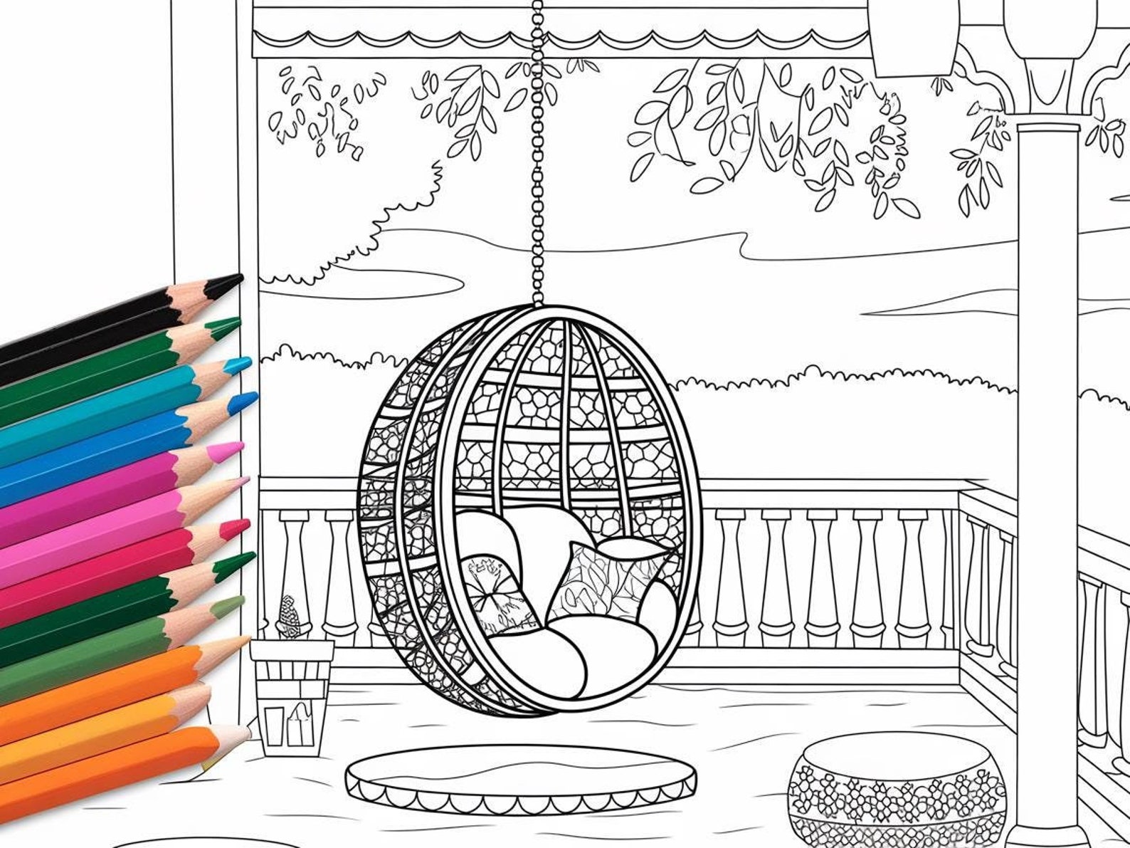 Cozy Place Coloring Page Printable Relaxation Art for Kids & Adults - Etsy