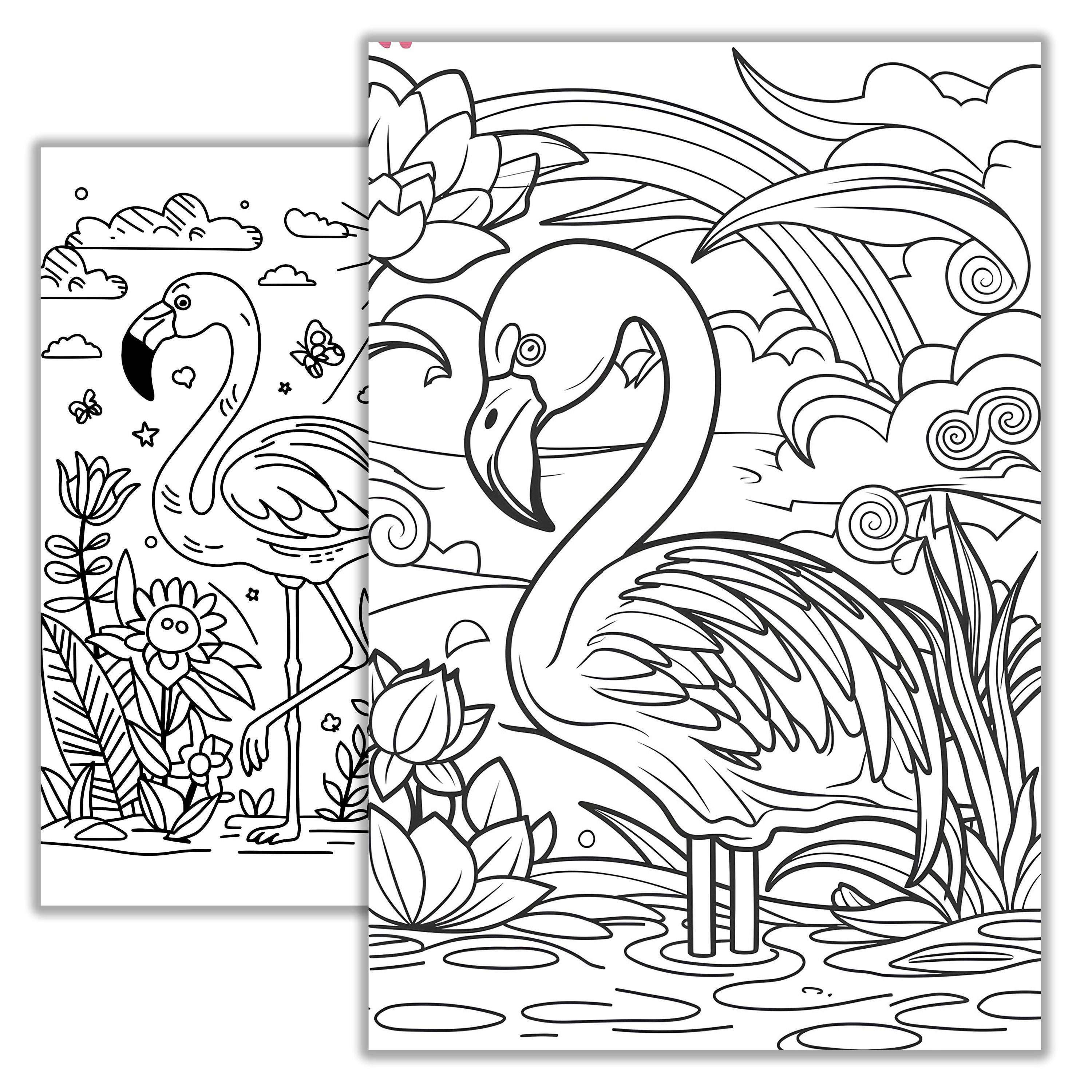 Flamingo Coloring Pages – Printable Tropical Bird Art for Kids and ...