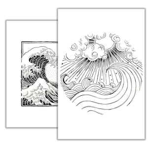 Wave Tattoo Sketch | Ocean-inspired Tattoo Design | Minimalist Wave ...