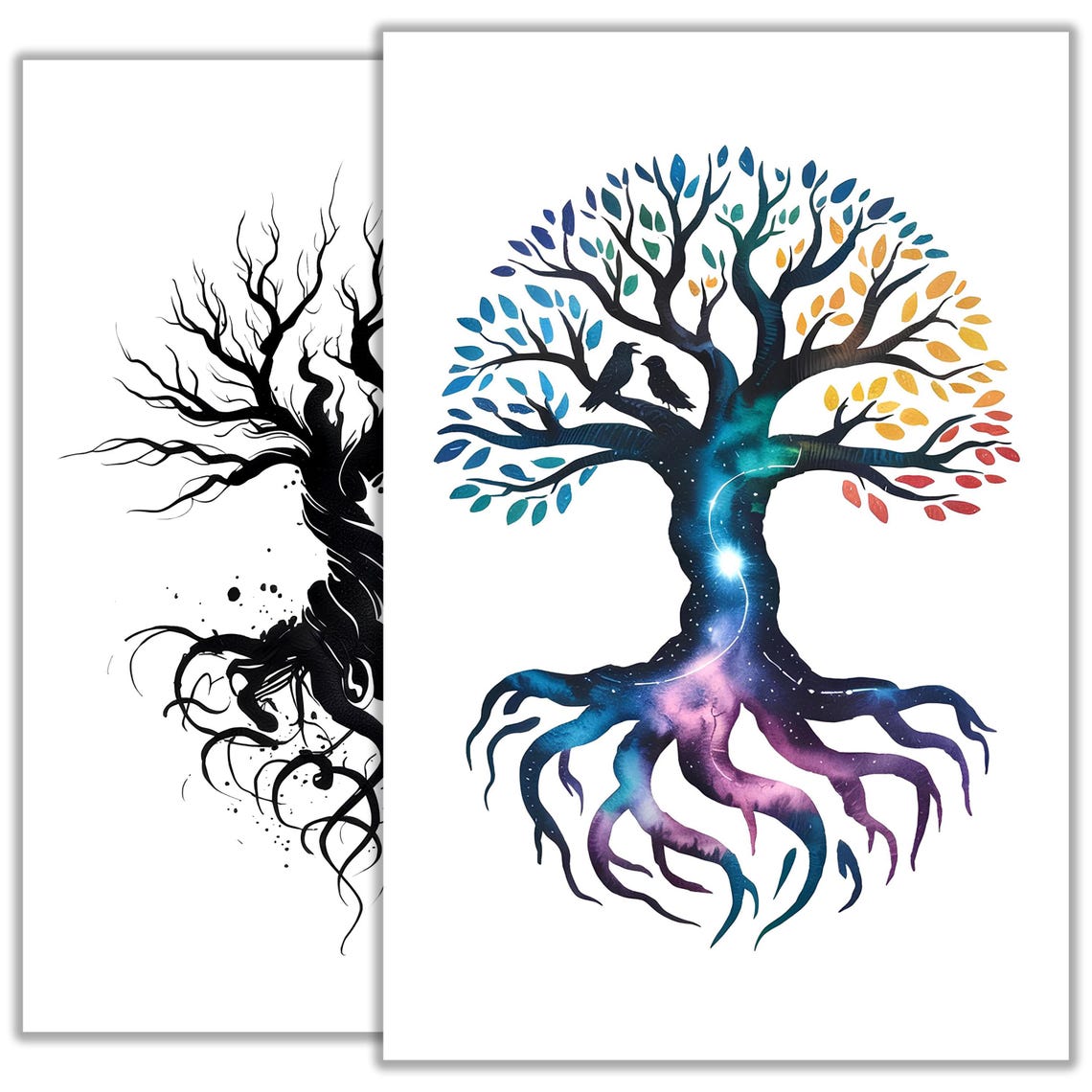 Yggdrasil Tree Tattoo Sketch – Norse Mythology Line Art, World Tree ...