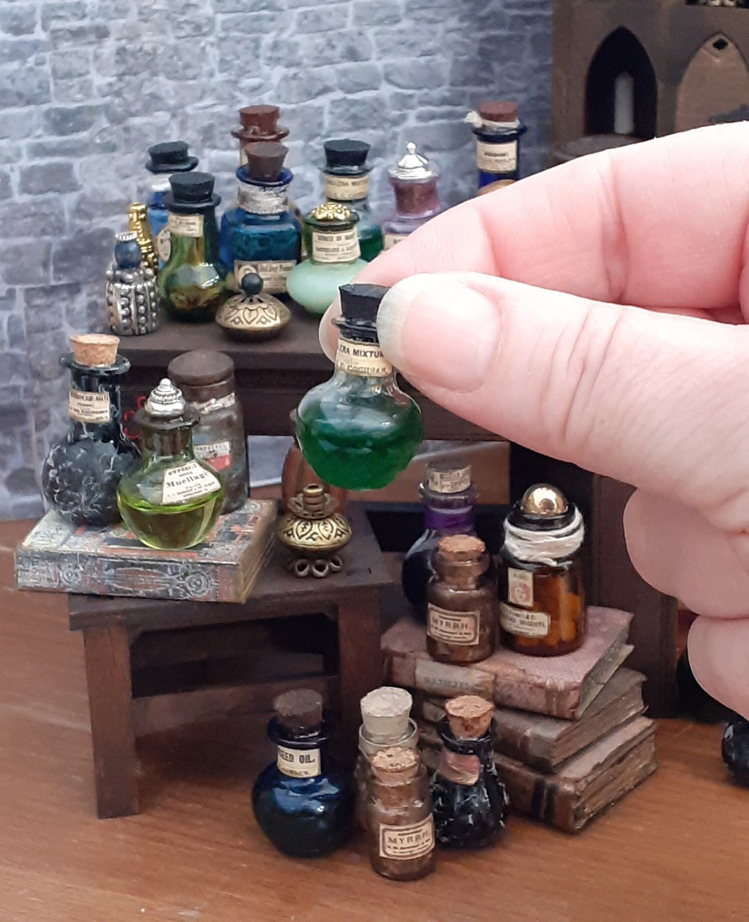 Dollhouse Miniature, Aged Medieval Apothecary, Filled Remedy Jars ...
