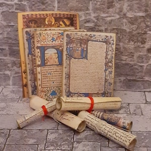 Dolls House Medieval Ancient Scroll. Rolls and Unrolls With Bronze End ...