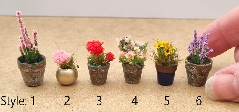 Dollhouse Miniature Flowers in Plants Pots. 12th & 24th Scale ...