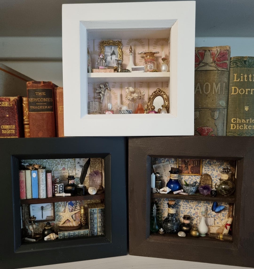Miniature Shadow Box, Diorama, Shelves Display Case. Complete or Blank ...