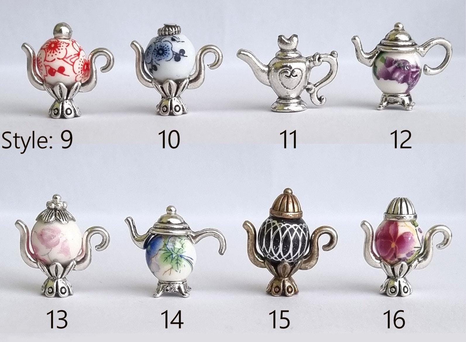 Dolls House Bead Teapots & Tea Caddies 12th Scale, Silver Plated Handle ...