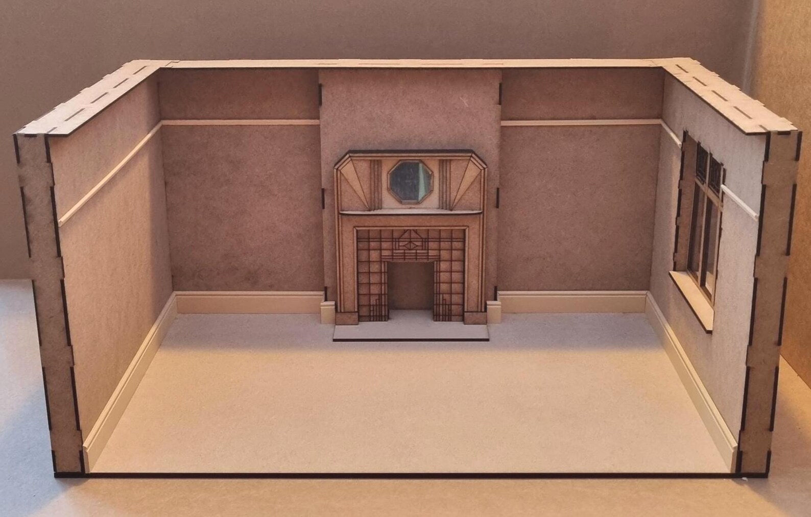 Room Box, 12th Scale Art Deco Style With Iconic Fireplace, Coloured ...