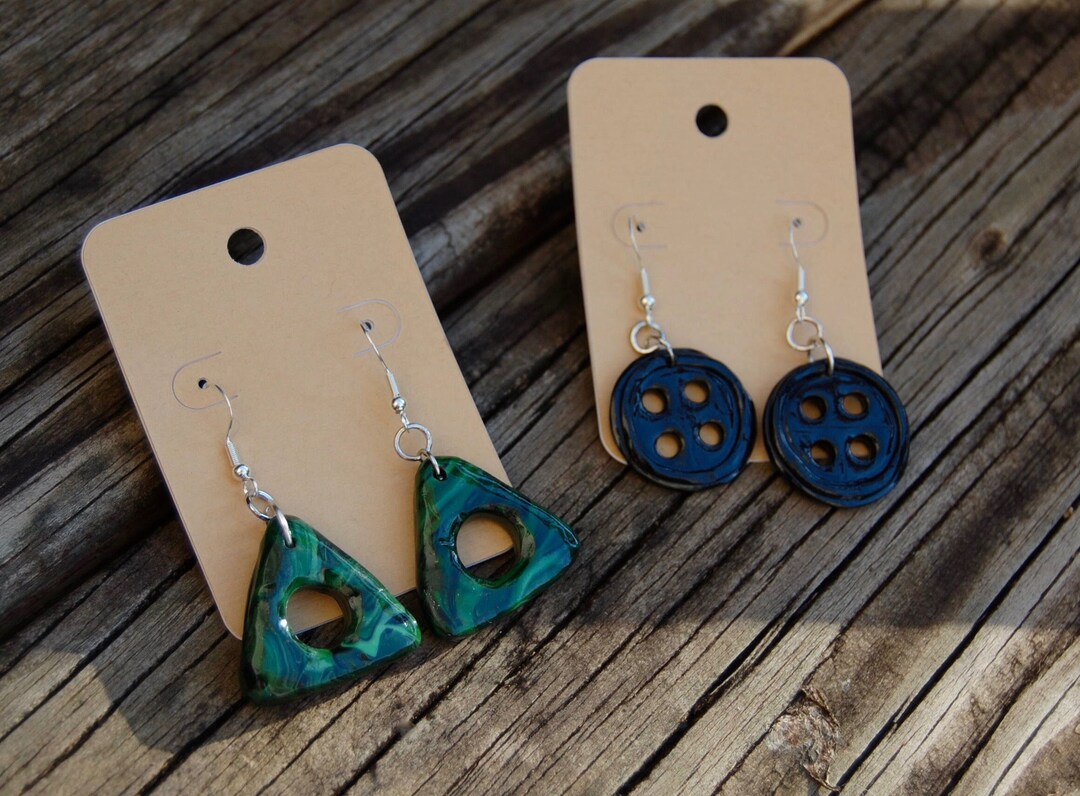 Coraline Earrings// Button and Seeing Stone - Etsy