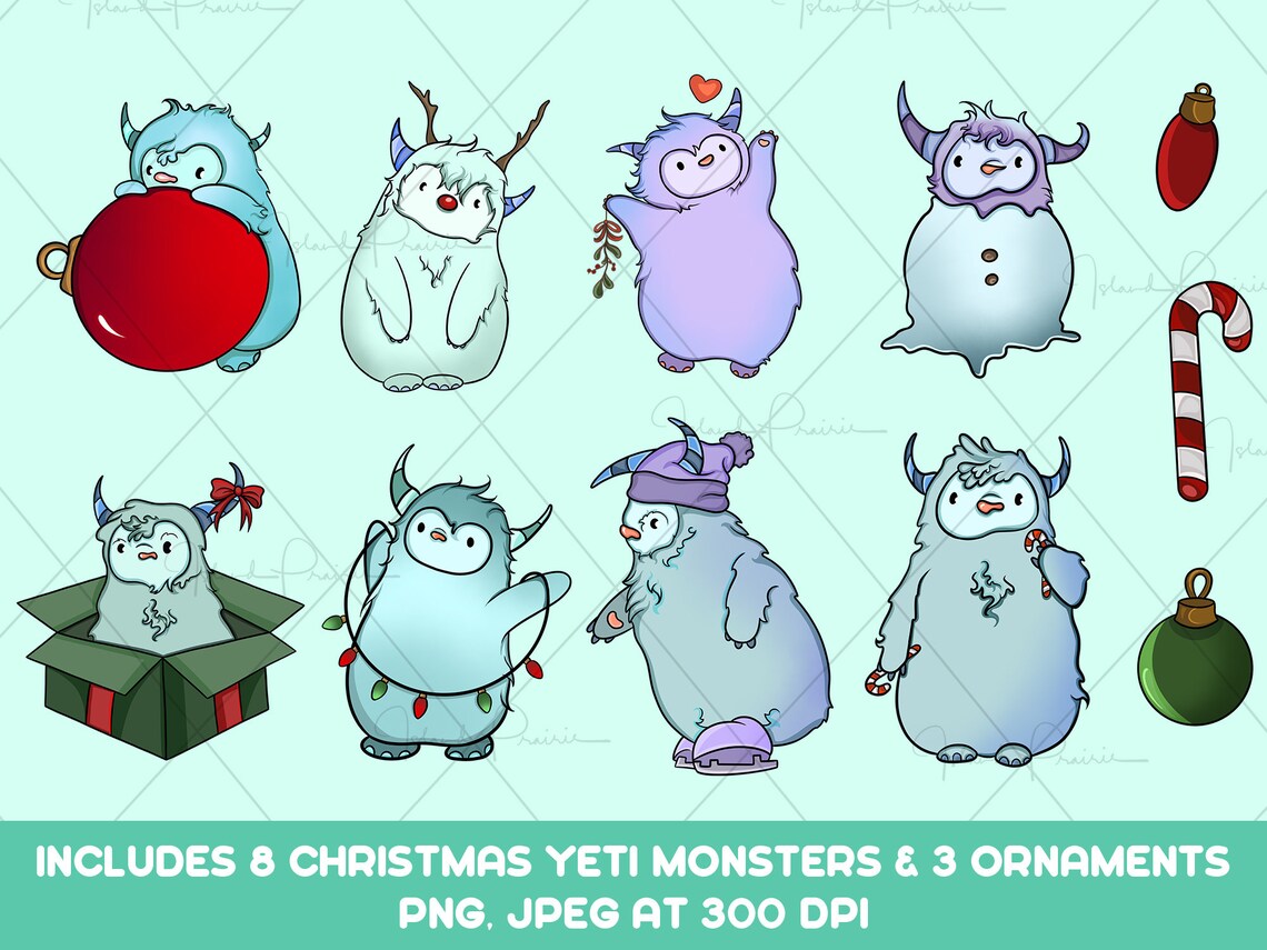 Yeti Christmas Monster Clipart Digital Files Commercial-use - Etsy