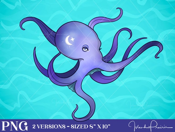 Moon Octopus PNG Digital File Commercial-use Stay Wild Moon | Etsy
