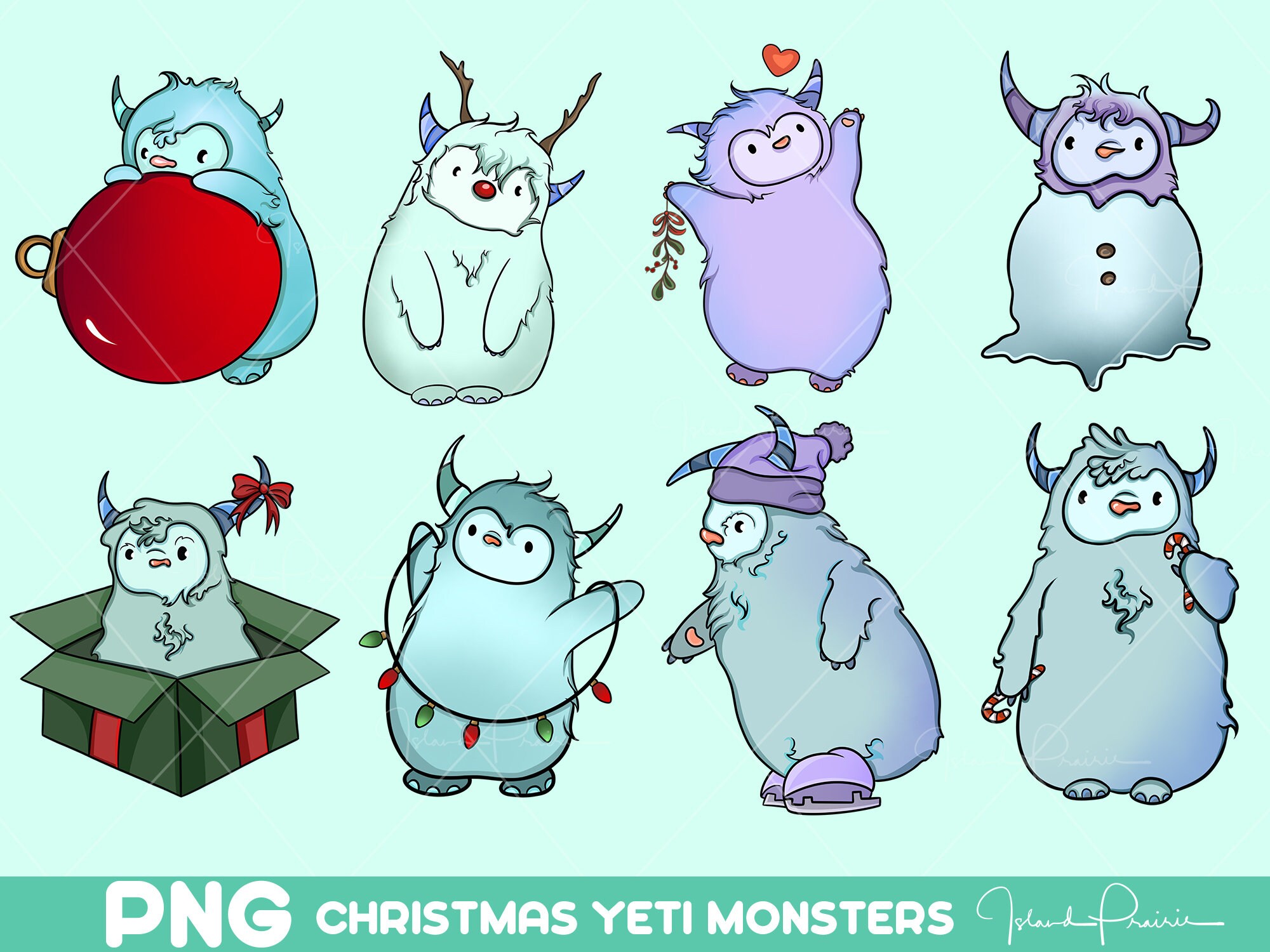 Yeti Christmas Monster Clipart Digital Files - Commercial-use ...