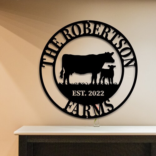 Metal FARM SIGN Custom Cow and Calf Sign Personalized - Etsy