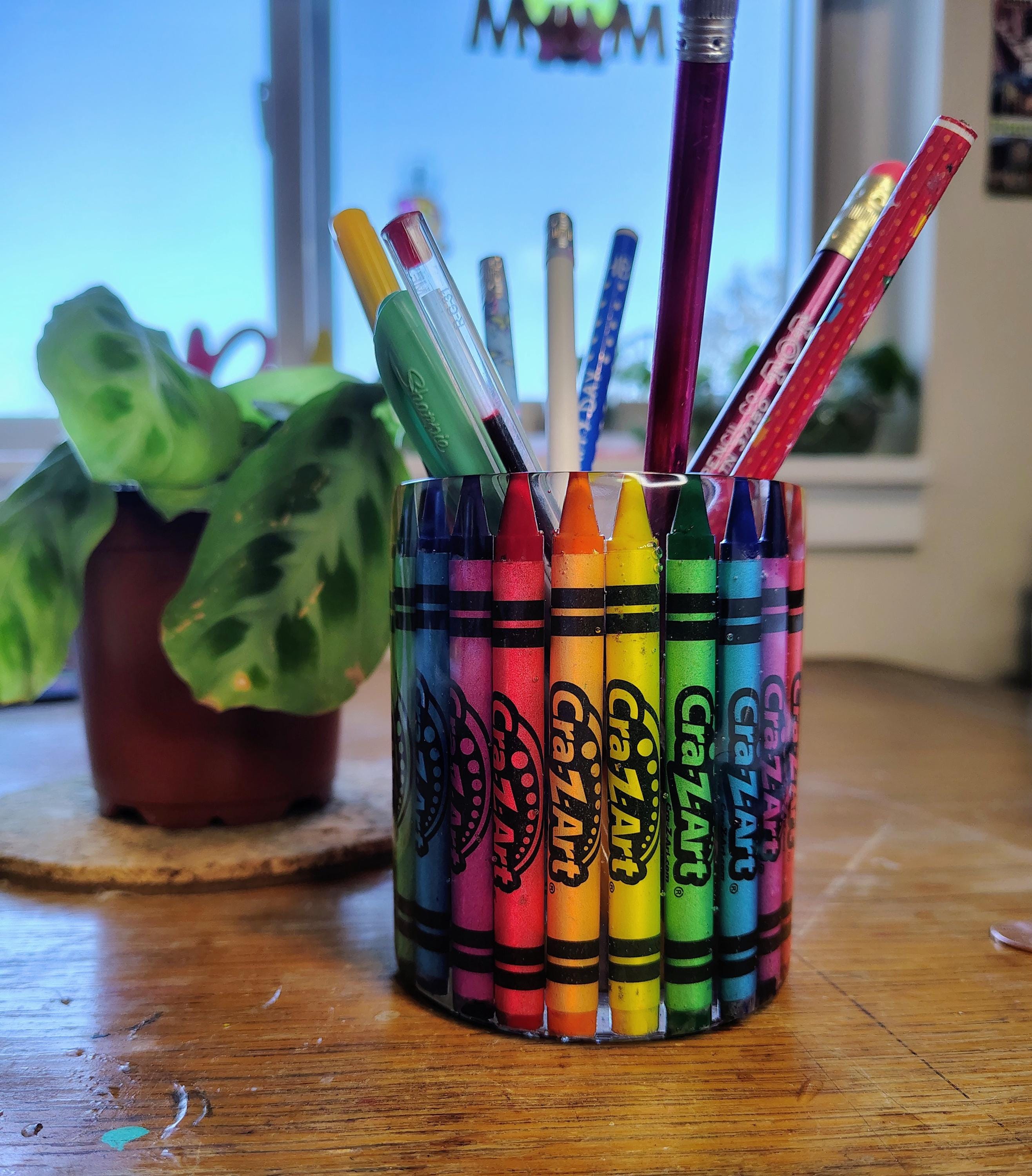 Handmade Resin Crayon Pencil Holder, Teacher Desk Organizer - Etsy