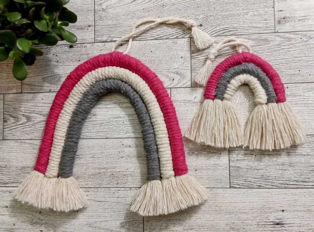 Boho Macrame Rainbow Wall Decoration With Tassel, Bohemian Rainbow ...