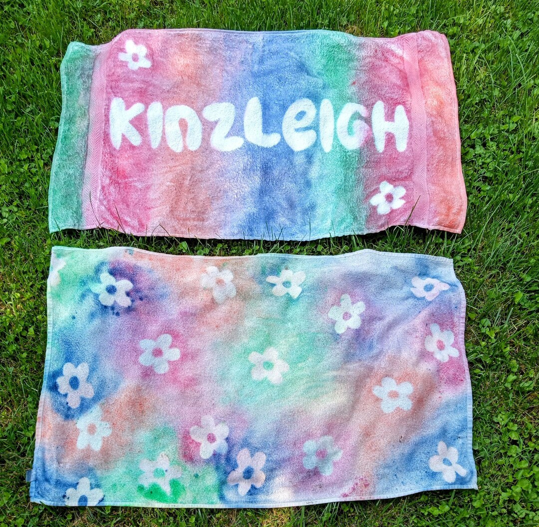 Tie-dye Beach Towels for Kids Personalized Towels With a - Etsy