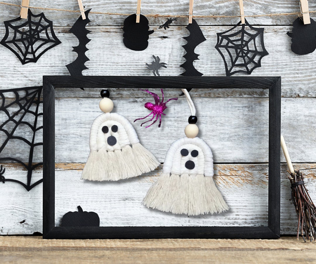Macrame Ghost Wall Hanging, Halloween Decorations, Macrame Rainbow ...