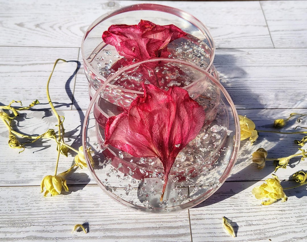 Dried Hibiscus Flower Resin Coaster Set, Resin Flower Preservation ...