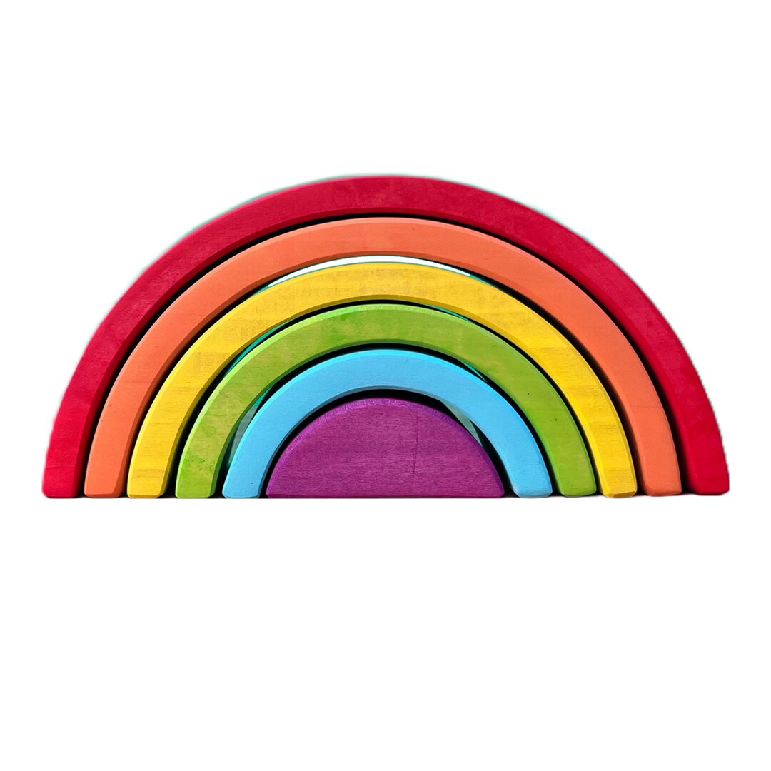 Rainbow Wooden Toy - 6 Colorful Arches for Kids - Handcrafted Linden ...