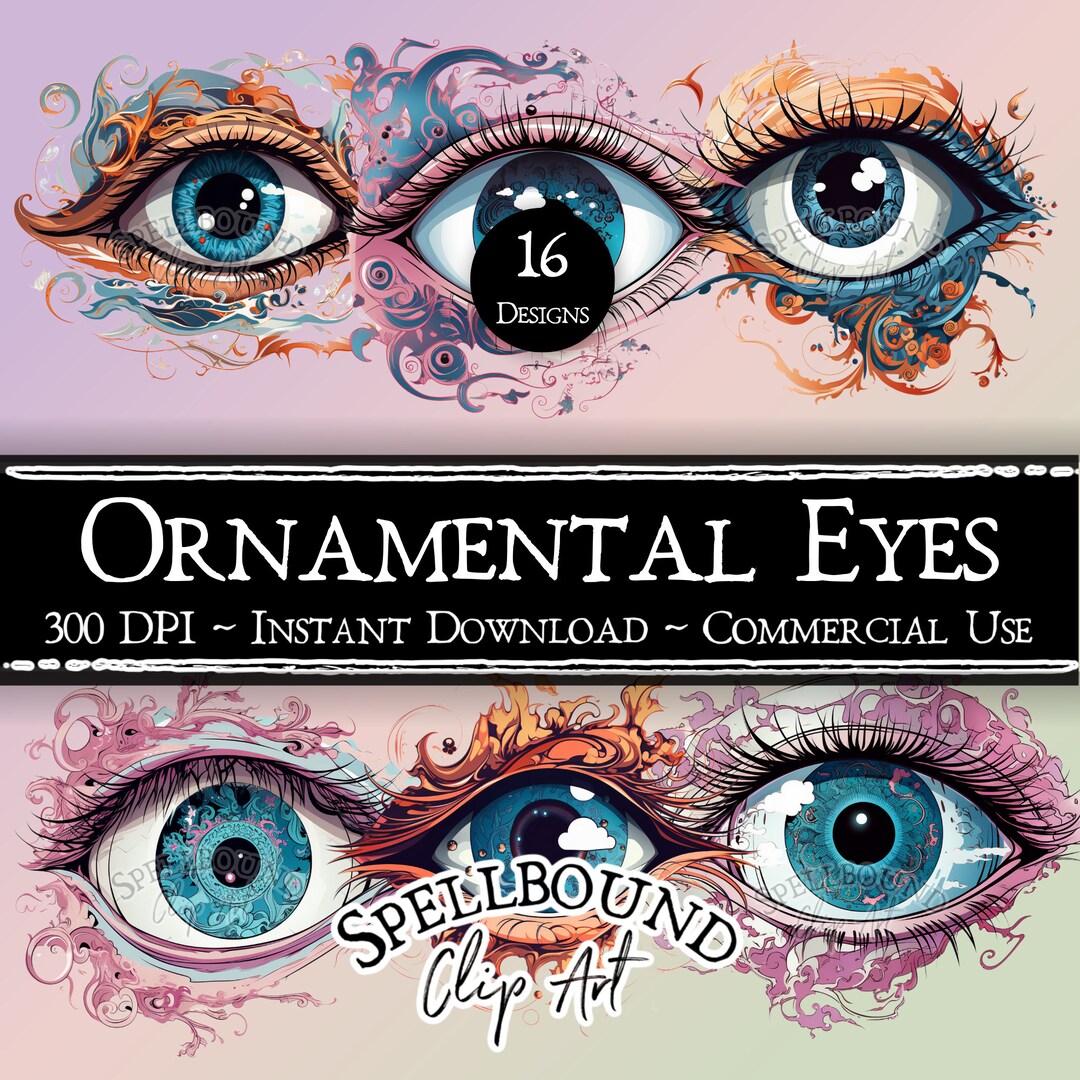 Ornamental Eyes Digital Clipart, Commercial Use, Instant Download, Eye ...