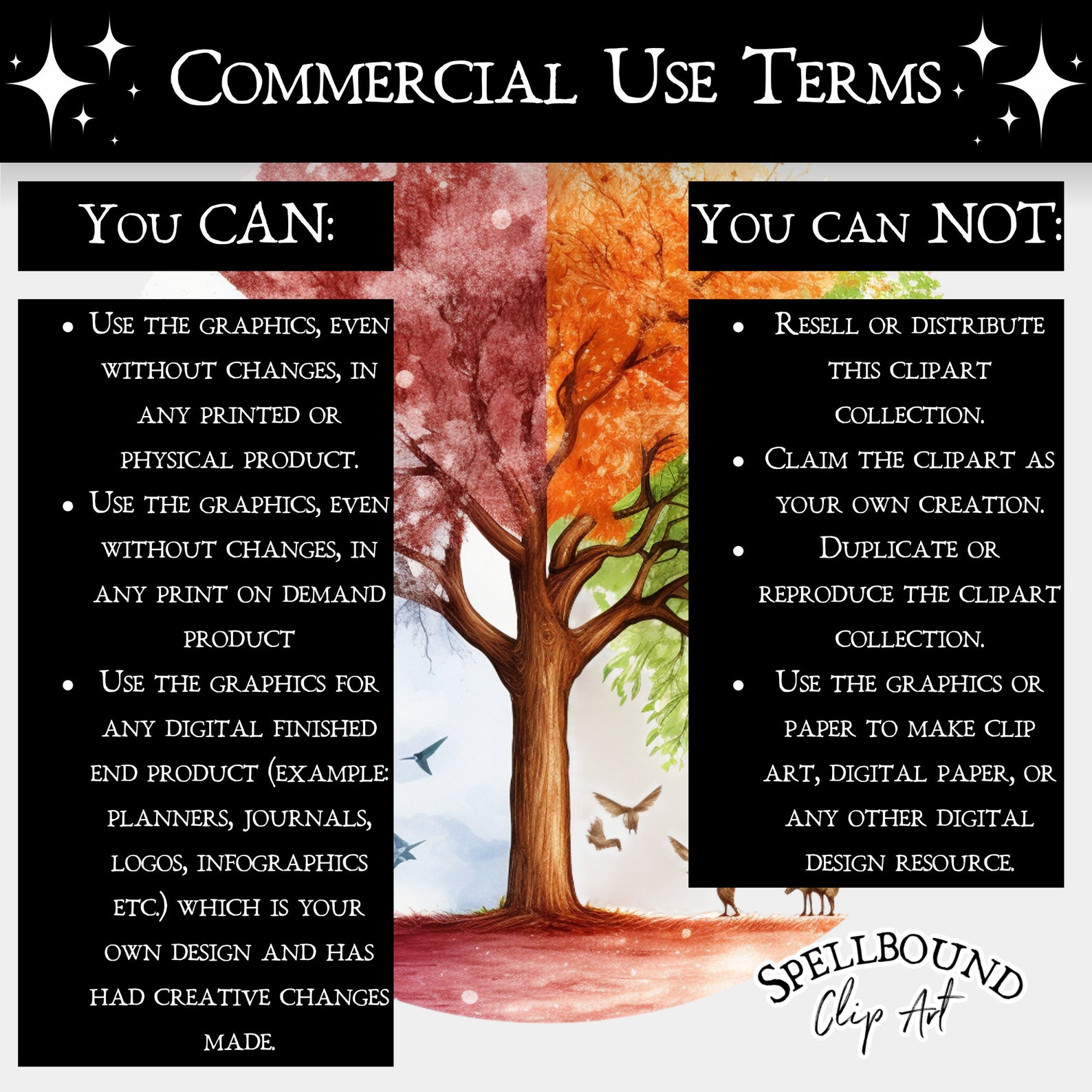 Four Season Trees Digital Clipart, Commercial Use, Instant Download ...