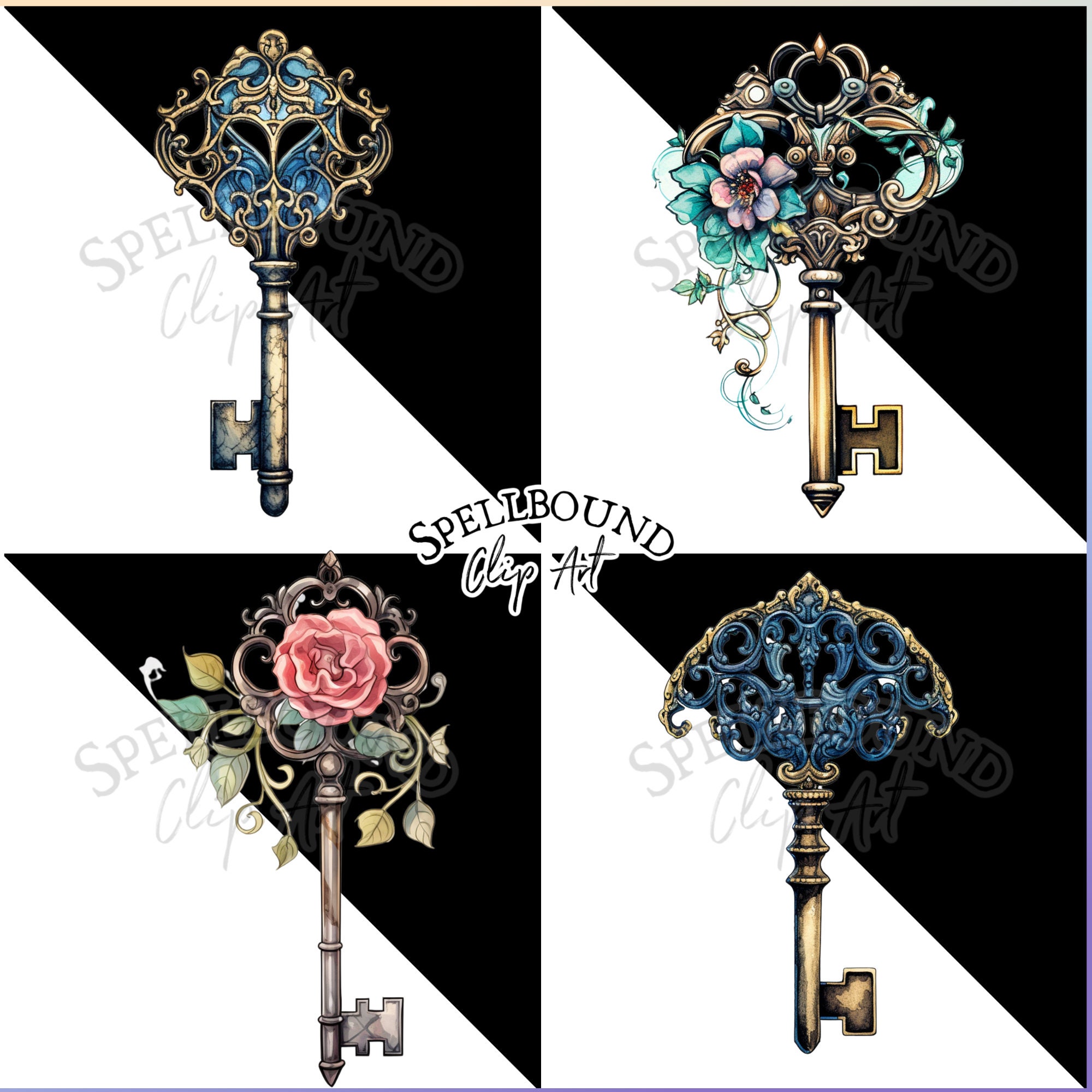 Skeleton Keys Digital Clipart, Commercial Use, Instant Download, PNG ...
