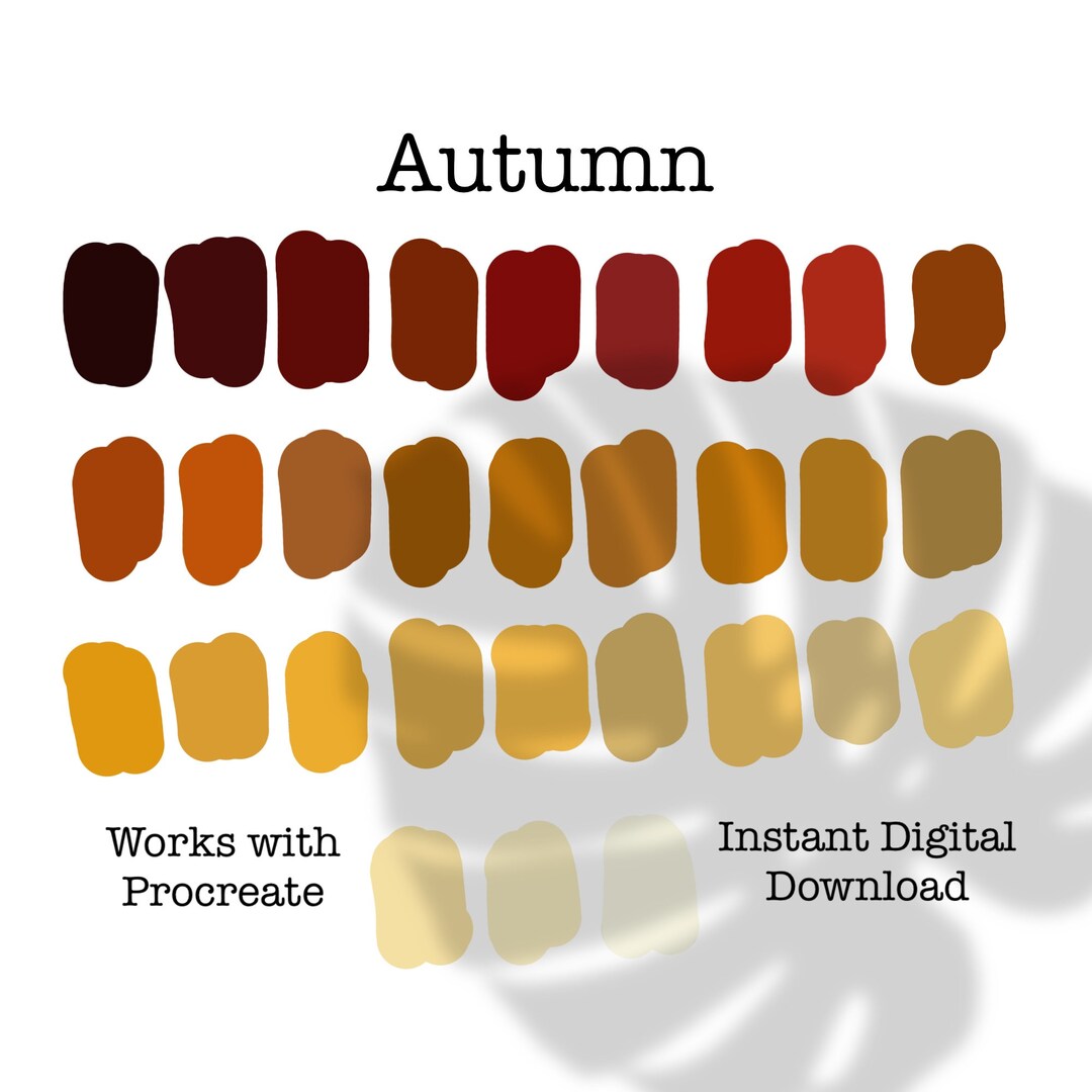 Procreate Color Palette, Autumn, Fall Colors, Color Swatches, iPad ...