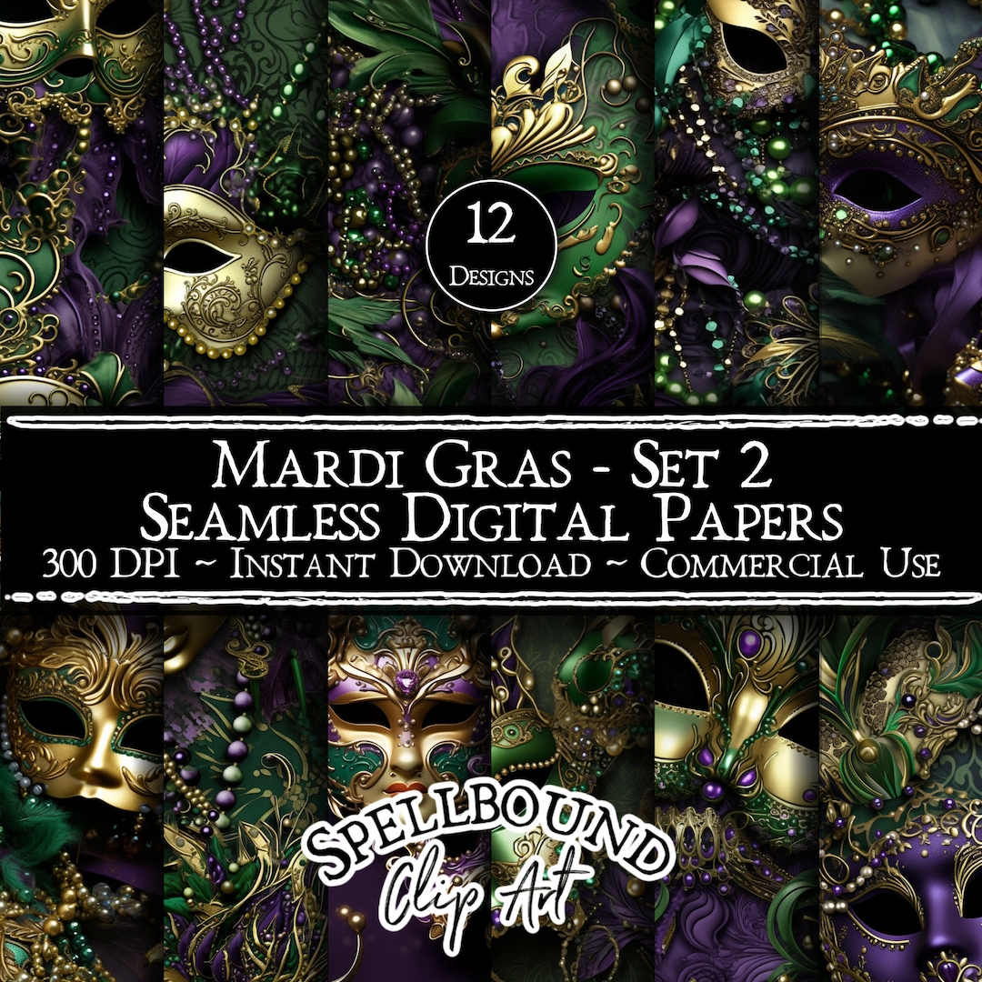 Mardi Gras Seamless Digital Papers, Commercial Use, Instant Download ...