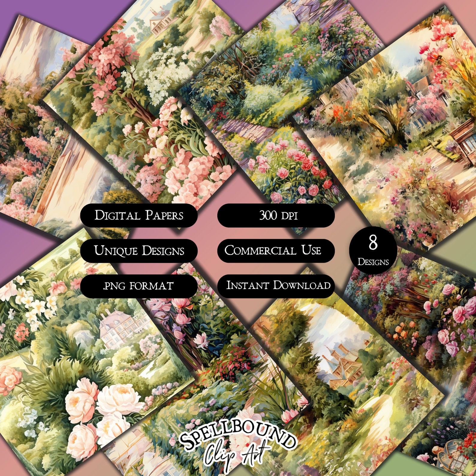 English Garden Seamless Digital Papers, Commercial Use, Instant ...